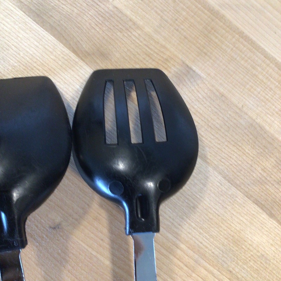 Set Of 2 Vintage Ekco Nylon Spoons Solid Slotted 11.5” Black Nice!! | eBay