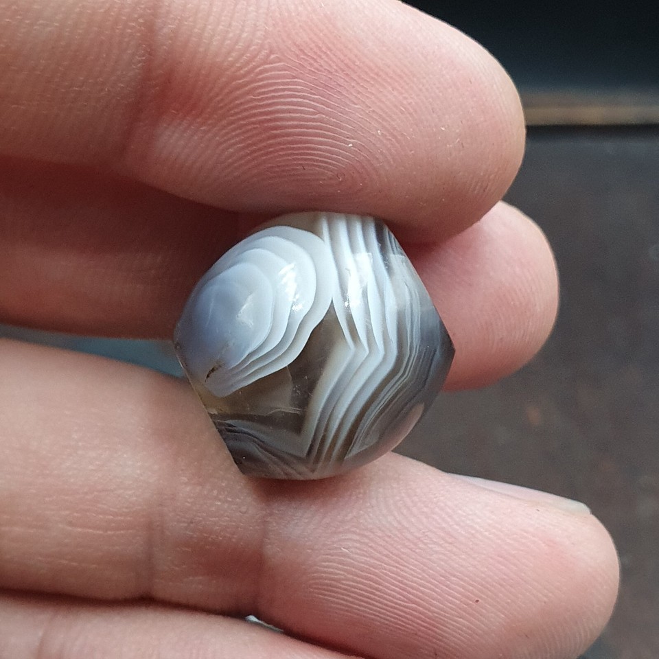 Exquisite Antique Tibetan Gray Agate Bead Rare Agate 18x17.2mm Natural ...