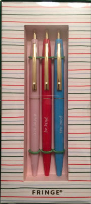 FRINGE Studio Ballpoint Pens, Set of 3, Multicolor, Pink/ Red/Turquoise ...
