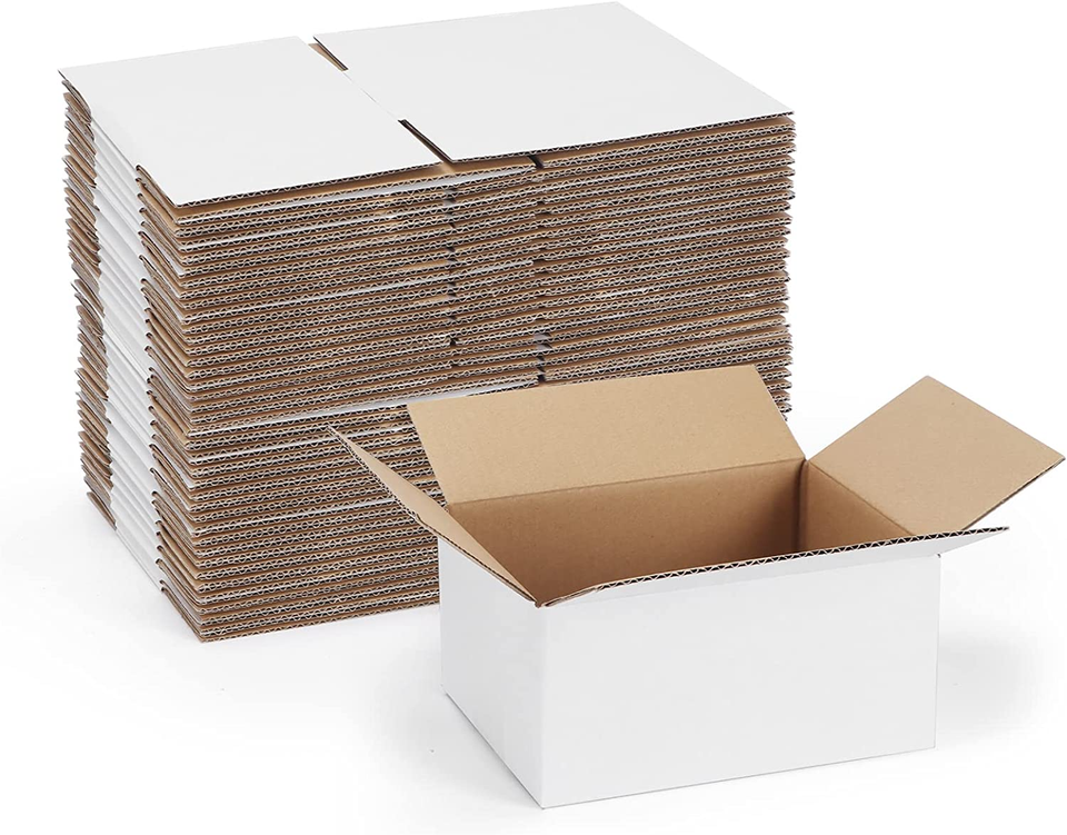 40 Pack Small Shipping Boxes 8X6X4 White Corrugated Cardboard Mailing ...