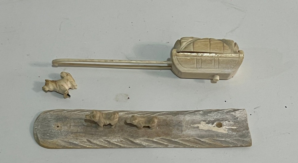Vintage Native American Alaskan sculpture Dog Sled tomb Inuit Hand ...