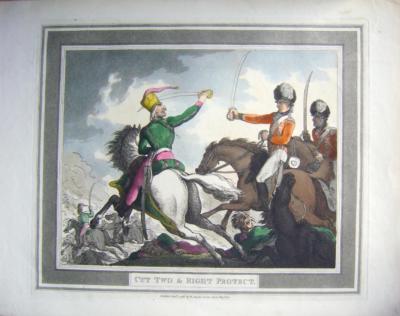 ETCHINGS NAPOLEONIC CAVALRY SWORD DRILLS ROWLANDSON CUT TWO & RIGHT ...