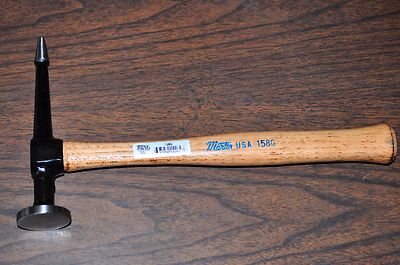 AUTO BODY PICK HAMMER WITH DING ROUND HEAD, WOOD HANDLE MARTIN158G MADE ...