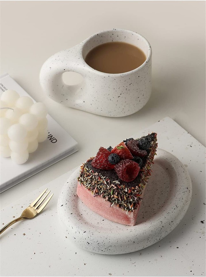 Ceramic Coffee Mug Multicolor with Plate and Big Handle -Perfect Tea ...