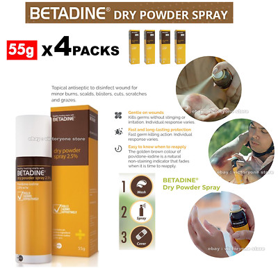 4 PACKS Antiseptic Wound Betadine Dry Powder Spray Infection Treatment ...