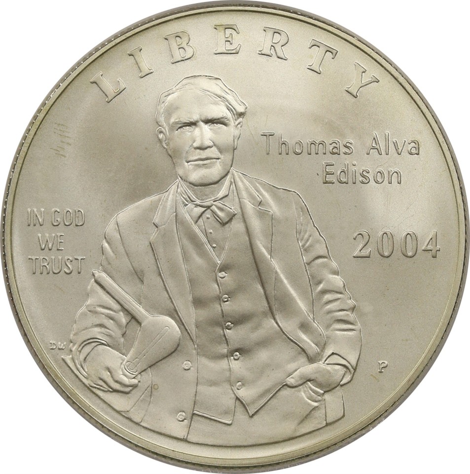 2004-P Thomas Alva Edison $1 ICG MS 70 Modern Commemorative Silver ...