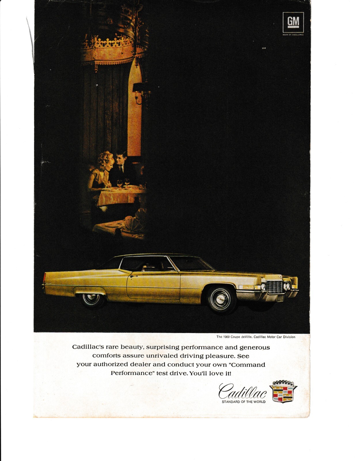 Cadillac Print Ad 1969 Coupe deVille Couple At Dinner Out | eBay