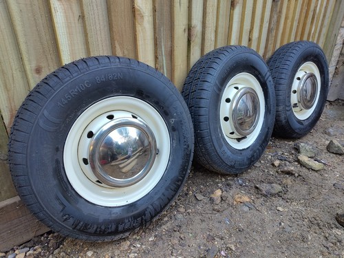 3x Classic Mini Cooper S 3.5" x 10" Steel Wheels - New Tyres & Hub Caps ...