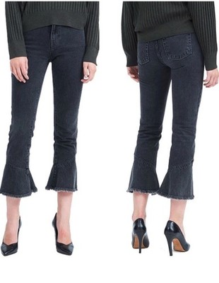 IRO Berry Ruffle Hem Black Denim Jeans in Size 30 | eBay