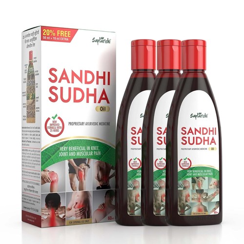 Saptarishi Sandhi Sudha Joint Pain Relief Oil - 60 ML (PACK OF 3 BOTTLE ...