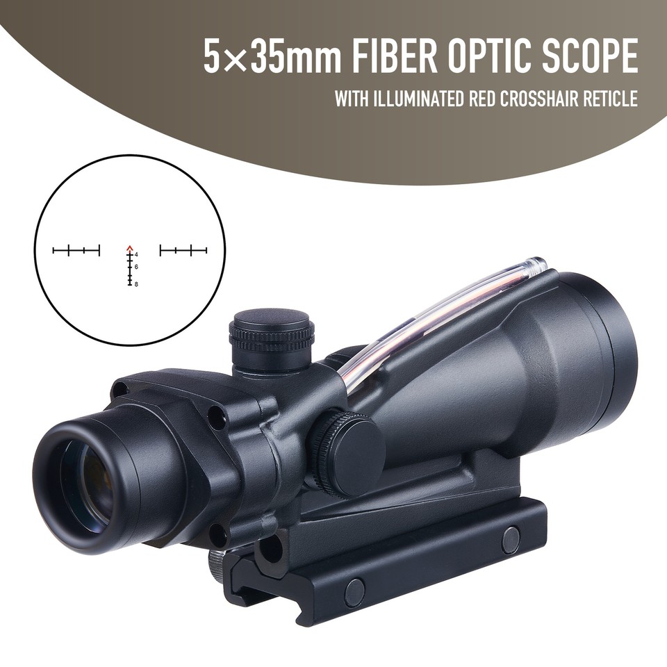 PINTY ACOG 5x35 Real Red Fiber Optic Scope wCantilever Mount for ...
