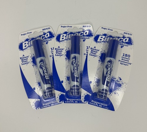 3 x Binaca Aeroblast Peppermint Instant Breath Freshening Spray 0.214 ...