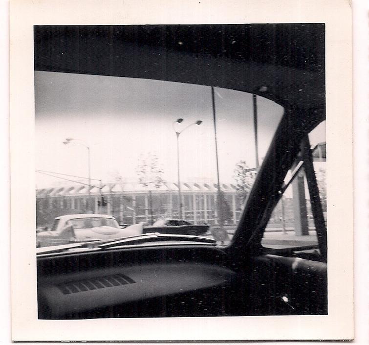 Inside Interior Car Window View Of Vintage Cars Fins Stadium? 1960s ...