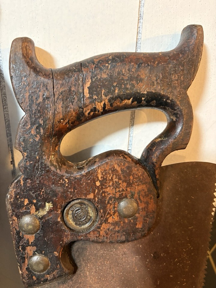 Lot Of 3 antique Disston Hand Saws. Carved Handle "Warranted Superior ...