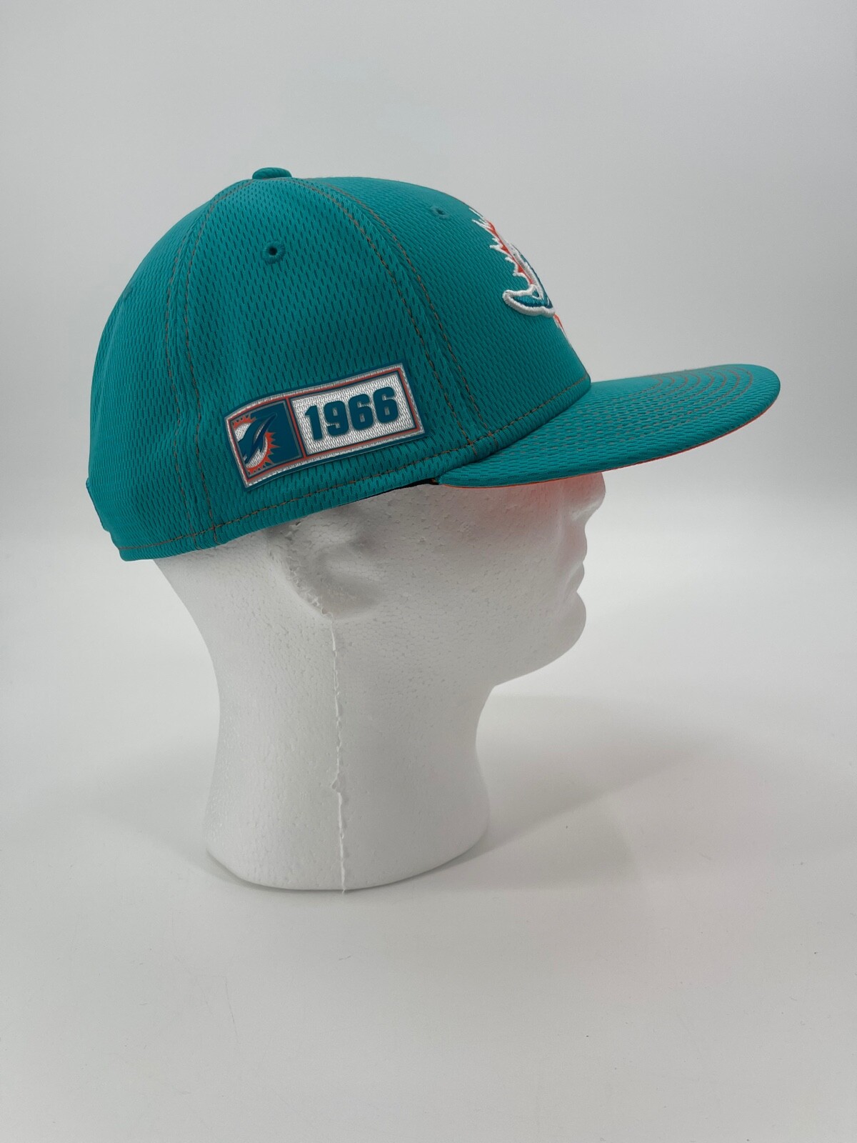 MIAMI DOLPHINS NEW ERA TEAM ISSUE LOGO AQUA FLAT BRIM HAT W/1966 PATCH ...