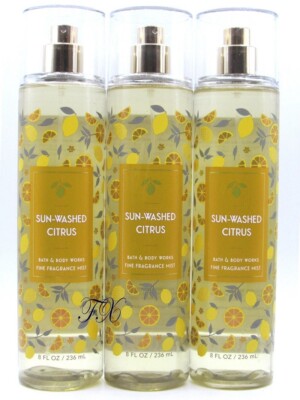 BATH & BODY WORKS SUN-WASHED CITRUS BODY MIST SPRAY 8 FL OZ (LOT OF 3 ...