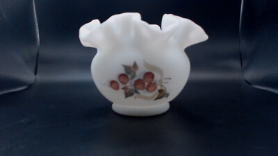 Fenton Glass Painted Ruffled Round Globe Vase. Artist S Bryon Satin | eBay