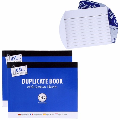2x HALF SIZE DUPLICATE BOOK + Carbon Sheet 1-80 Numbered Ruled Lined ...