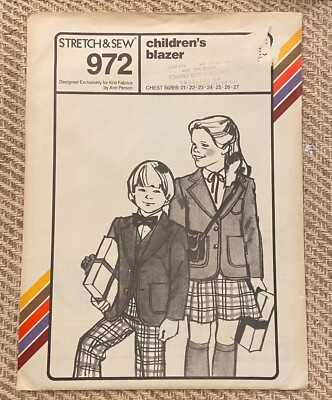 Vintage Stretch & Sew Pattern #972 - Children's Blazer Chest Size 21 ...
