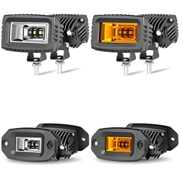 2x3/4" Amber Flush Mount LED Work Light Bar Flood Cube Pods Driving Off ...