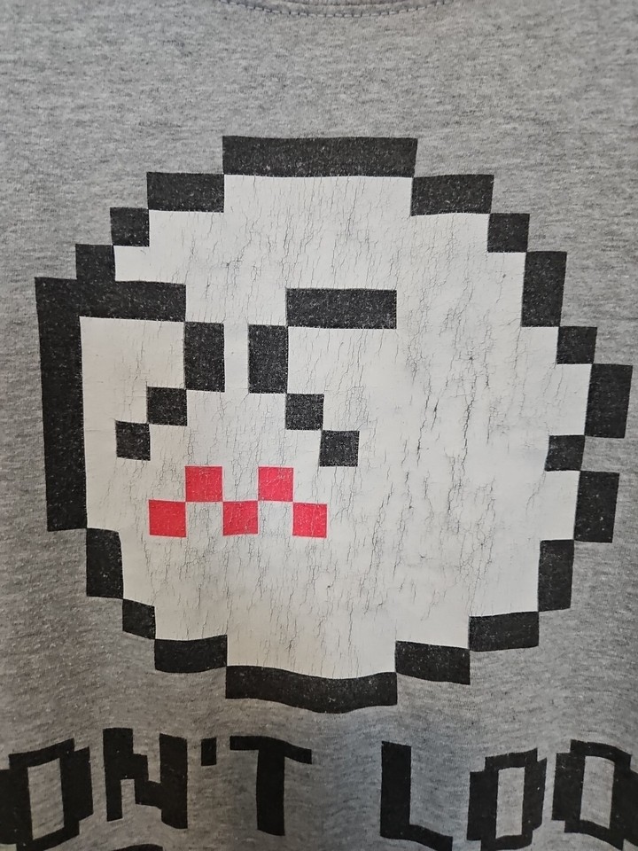 ThinkGeek Super Mario T-Shirt Gray Boo “Don’t Look At Me” Size 2XL ...