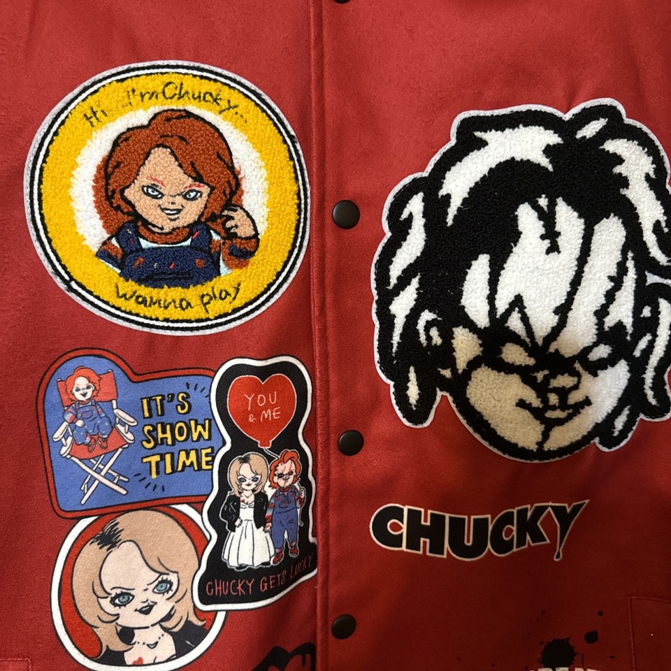 Chucky x Reason Jacket Mens Medium Red Black Varsity Horror Patch ...