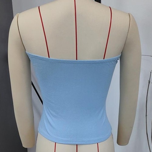 .Women Rib Knitting Tank Top Bust Twist Knot Slim Cutting Pure Color ...
