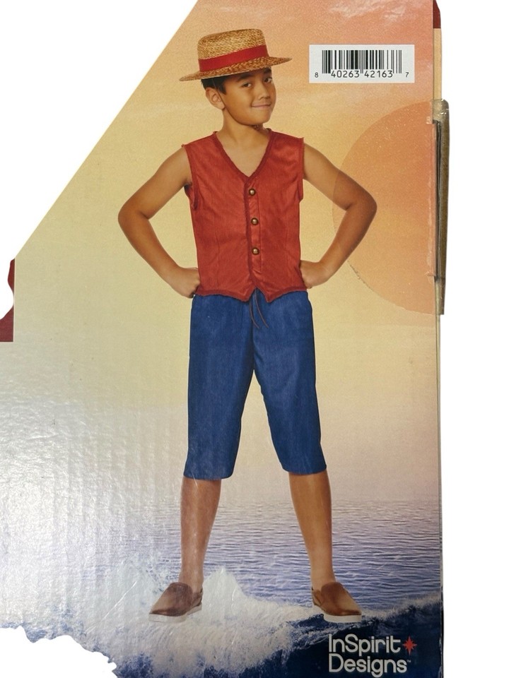 Netflix One Piece Monkey D. Luffy Child Costume Vest Shorts Hat Medium ...