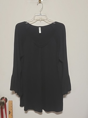 New 2tee Couture Black Ruffle Bell Sleeve Boho Blouse Shirt Top | eBay