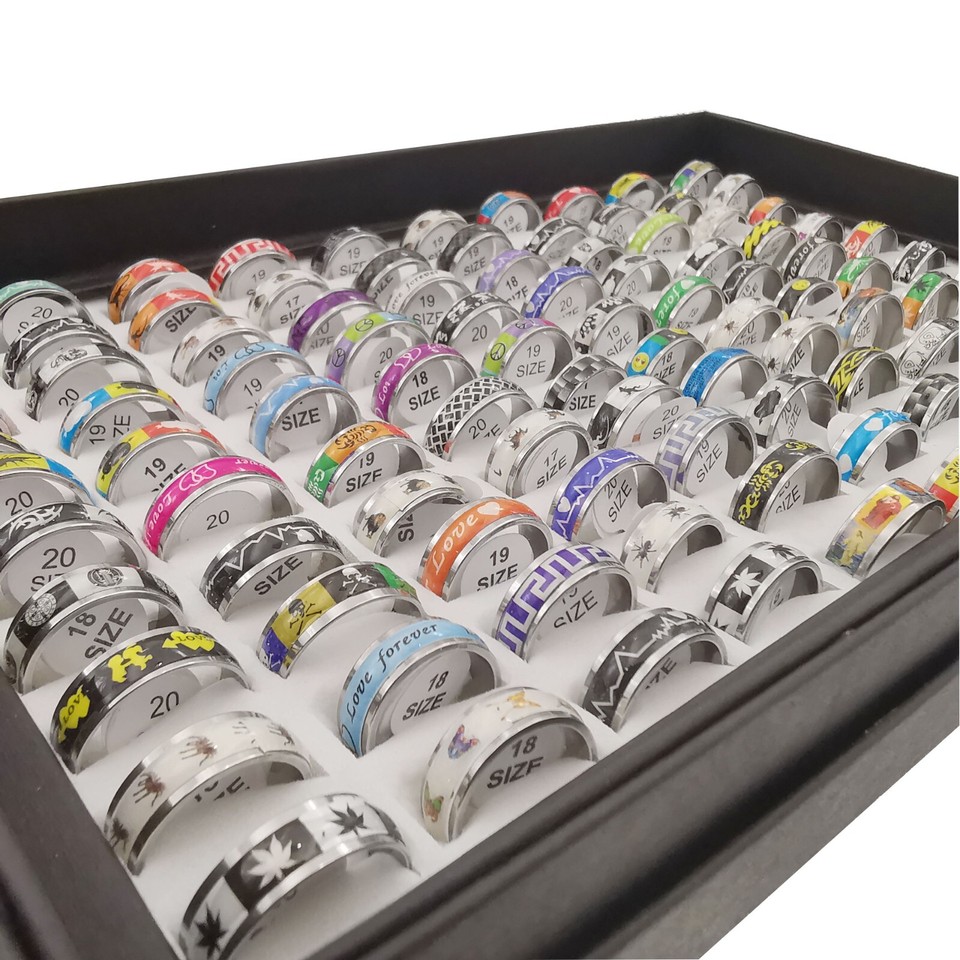 Wholesale 50pcs/lot Womens Mens Sticker Stainless Steel Bulk Jewelry Mix Rings | eBay