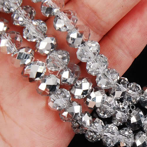 70 Pcs 5x8mm Faceted Silver Crystal Gems Rondelle Loose Beads | eBay