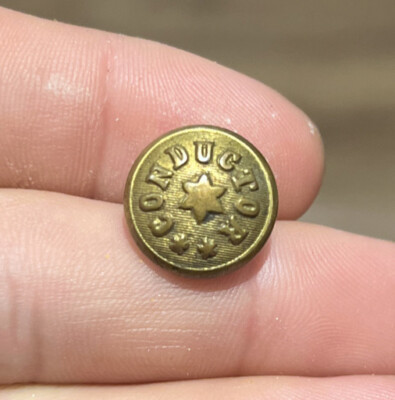 Antique Railroad Cuff Conductor Button Burton Pierce Co Boston Brass | eBay