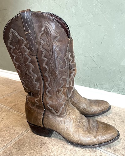 Vintage! Larry Mahan Brown Leather 4644 Western Cowboy Boots Mens Size ...