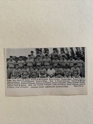Toledo Mud Hens Les Fleming Ted Petoskey Joe Dwyer 1939 Baseball Team ...
