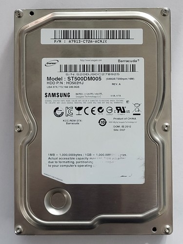 ST500DM005, PN: HD502HJ, FW: 1AJ10001, Samsung 500Gb 3.5" SATA HDD | eBay