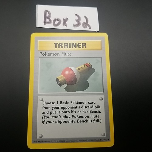 Pokemon Flute 86/102 - SHADOWLESS BASE SET - VINTAGE WOTC Pokemon Card ...