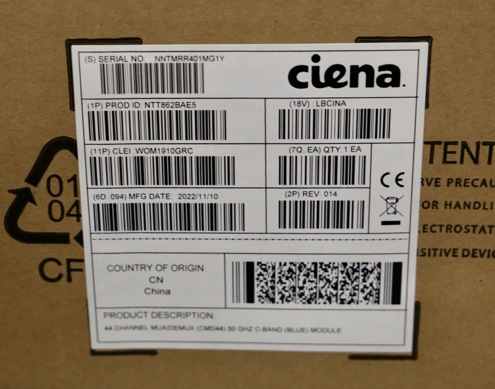CIENA+NTT862BAE5+-+44+Channel+Mux%2FDemux+%28CMD44%29+50Ghz+C-Band+ ...