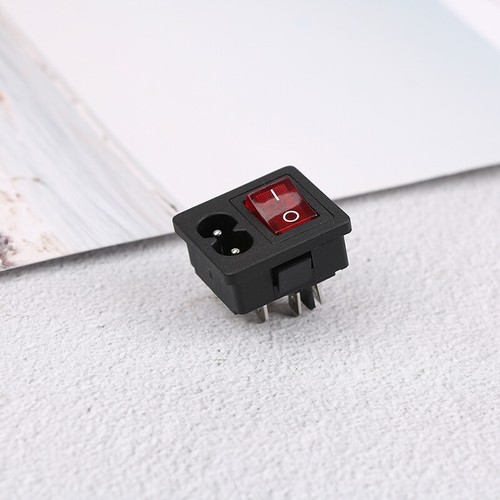 Power cord inlet socket receptacle with ON-OFF red light rocker'switch ...