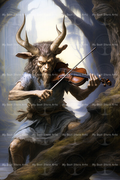 Satyr Drawing Satyr. Genuine Antique Print For Sale.