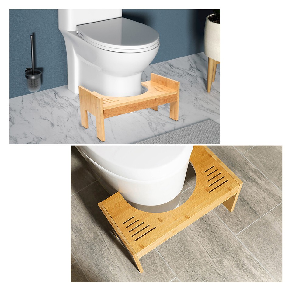 Adjustable Toilet Squatty Step Stool Bamboo Wood Bathroom Potty Aid ...