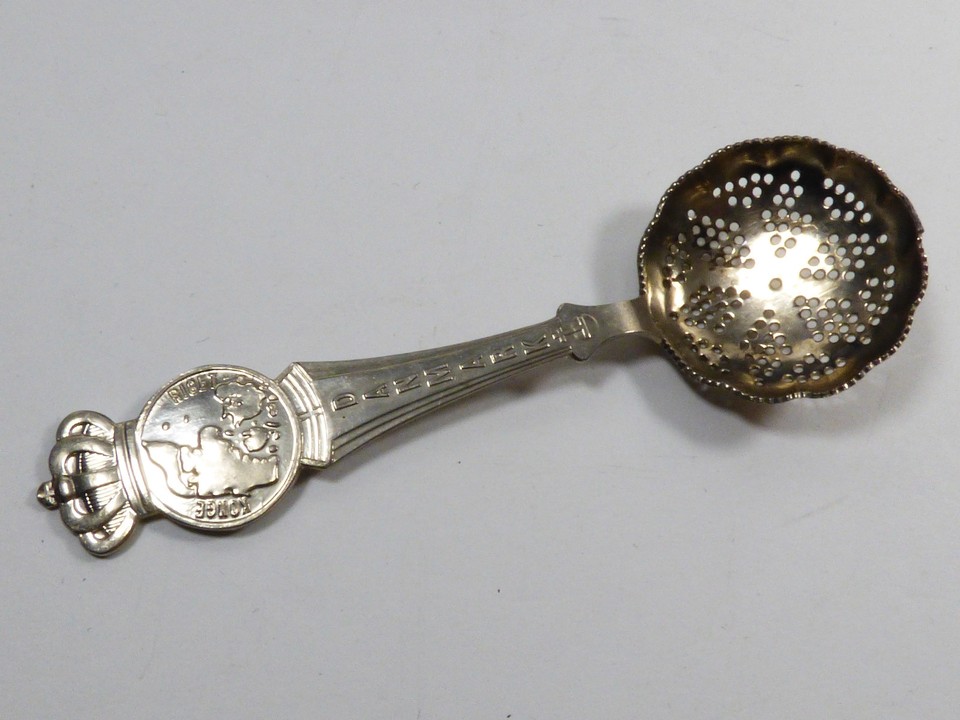 VTG Crown Denmark Souvenir Tourist Strainer Spoon Silver Plate | eBay
