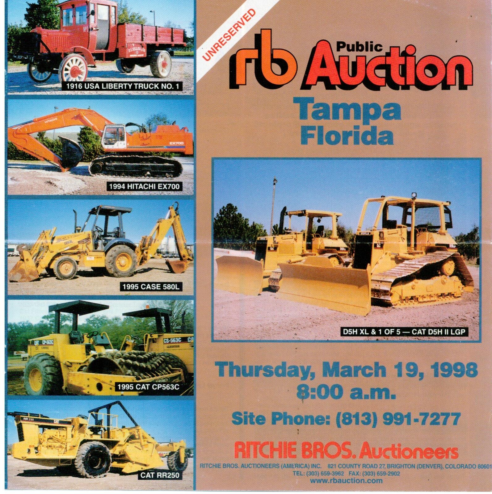 Vintage Ritchie Bros Construction Auction Flyer March 1998 Tampa ...