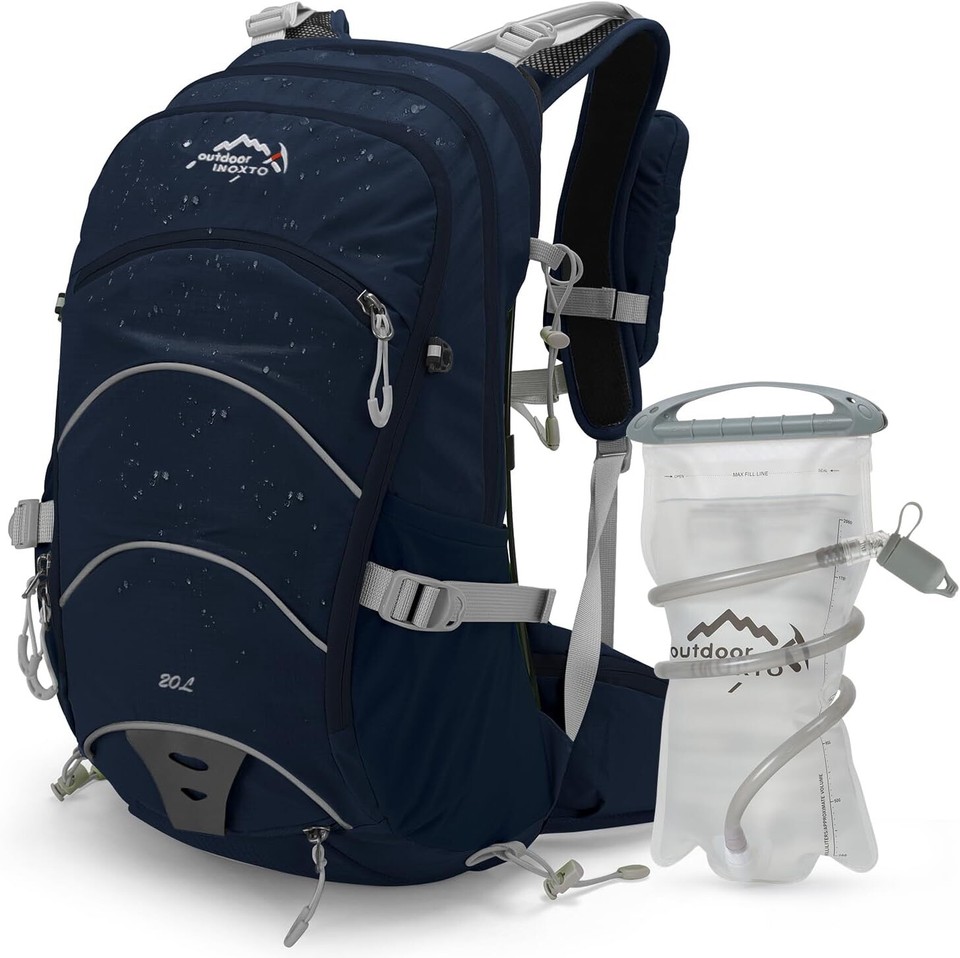 INOXTO Hydration Pack with Water Bladder and Rain Cover for Hiking ...