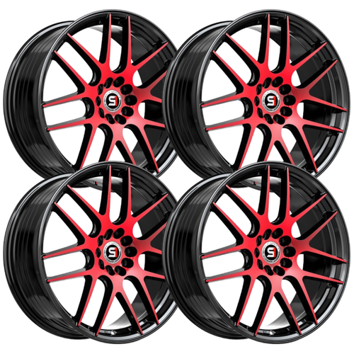 (Set-4) Spec-1 SP-65 17x8 5x112/5x114.3 42mm Black Red wheels rims 17 ...