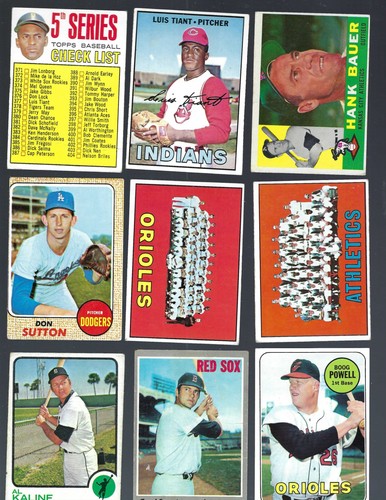 1960-73 TOPPS BASEBALL CARD LOT X 9 CLEMENTE CLIST,SUTTON,YAZ, KALINE,2 ...