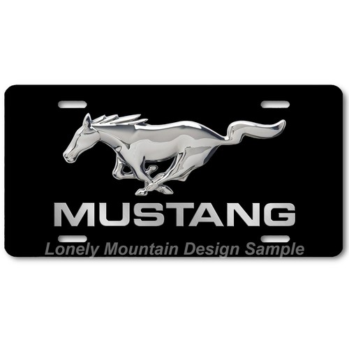 Ford Mustang Inspired Art on Black FLAT Aluminum Novelty Auto License ...
