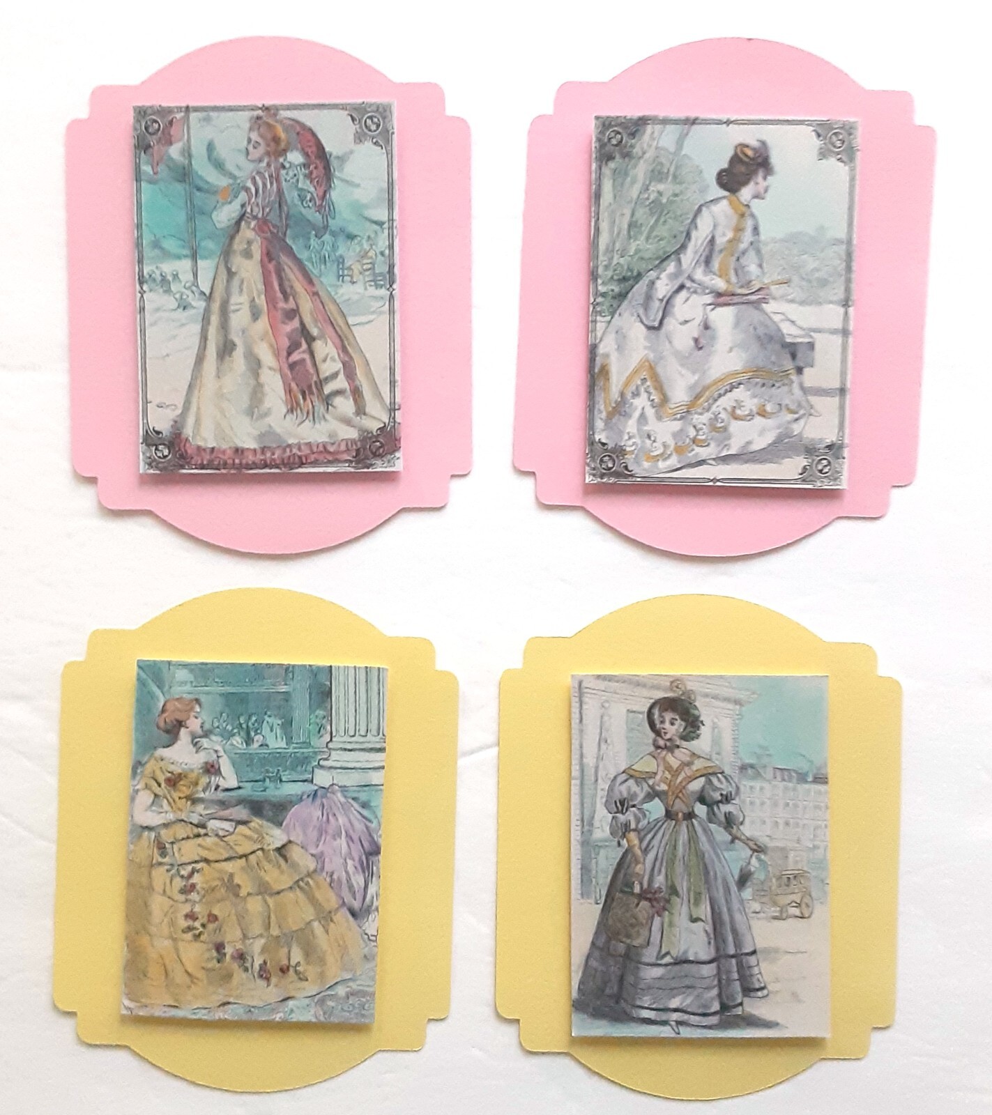 Victorian Ladies Women Fancy Dresses 3D Card front Scrapbook ...