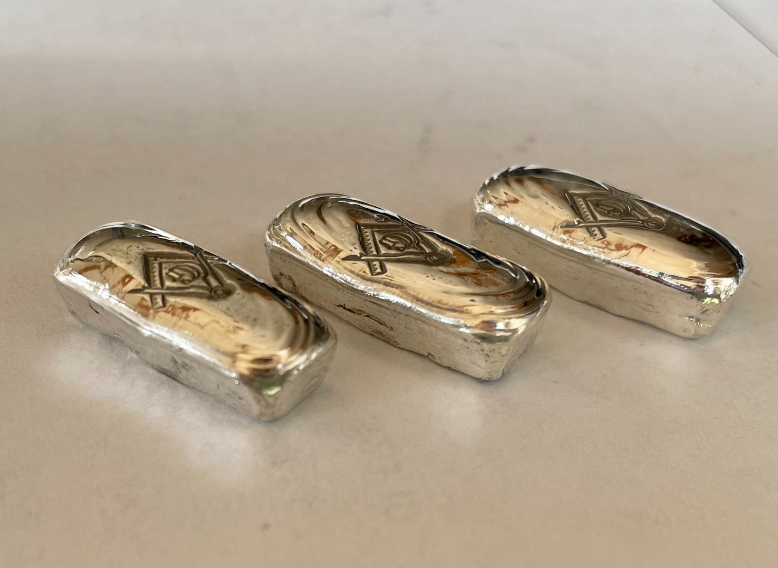 1 oz total Silver PROOF hand poured bars FreeMason / Masonic. YOU GET ...