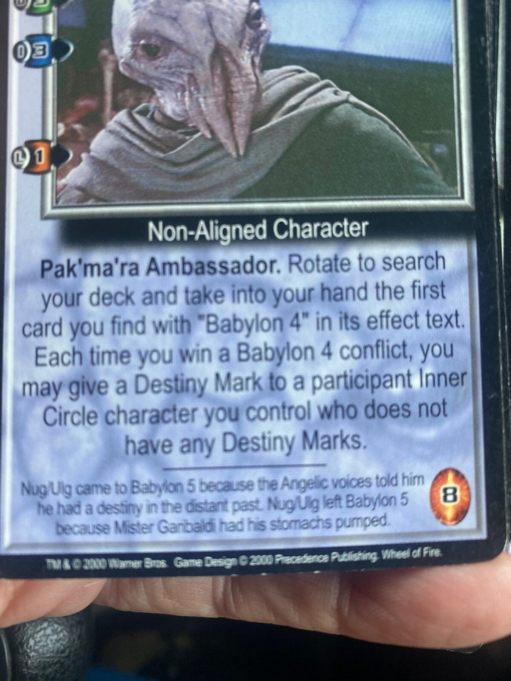 NUG ULG WHEEL OF FIRE 2000 BABYLON 5 CCG COLLECTORS CARD NEAR MINT ...