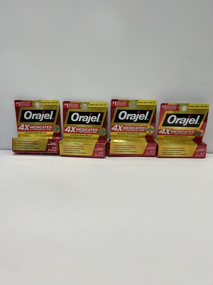 /Oragel 4x Medicated Gel for Toothache & Gum 4-Pack 0.25oz. Each. Exp ...
